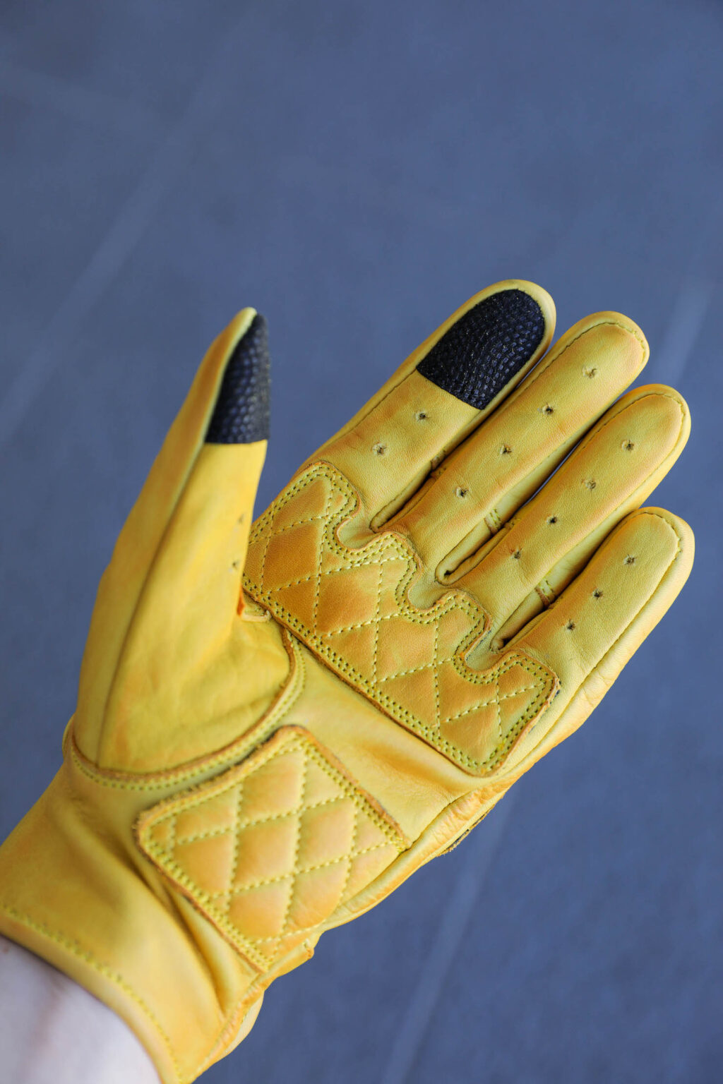 Kiwi Women's Yellow Leather Motorcycle Gloves - LibertaMoto