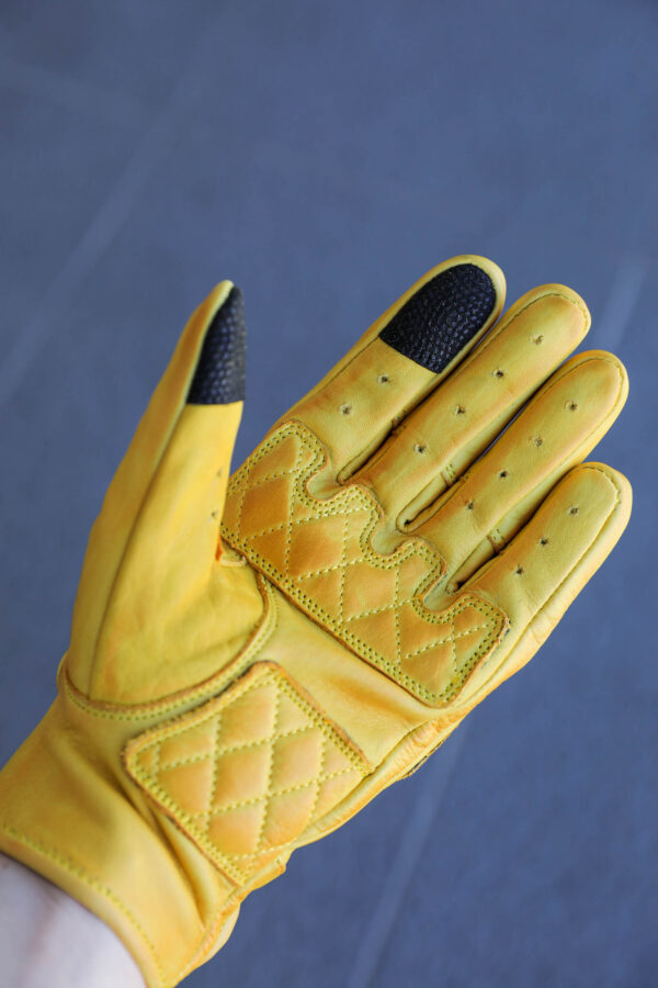 Kiwi Women's Yellow Leather Motorcycle Gloves - LibertaMoto