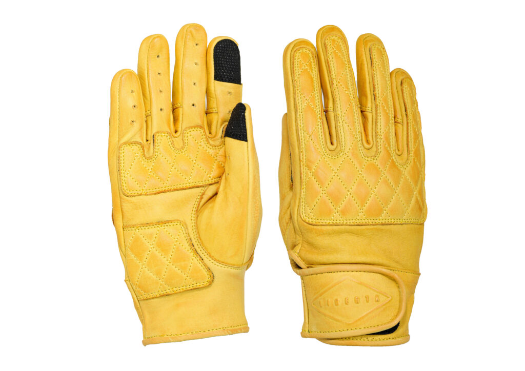 Kiwi Women's Yellow Leather Motorcycle Gloves - LibertaMoto