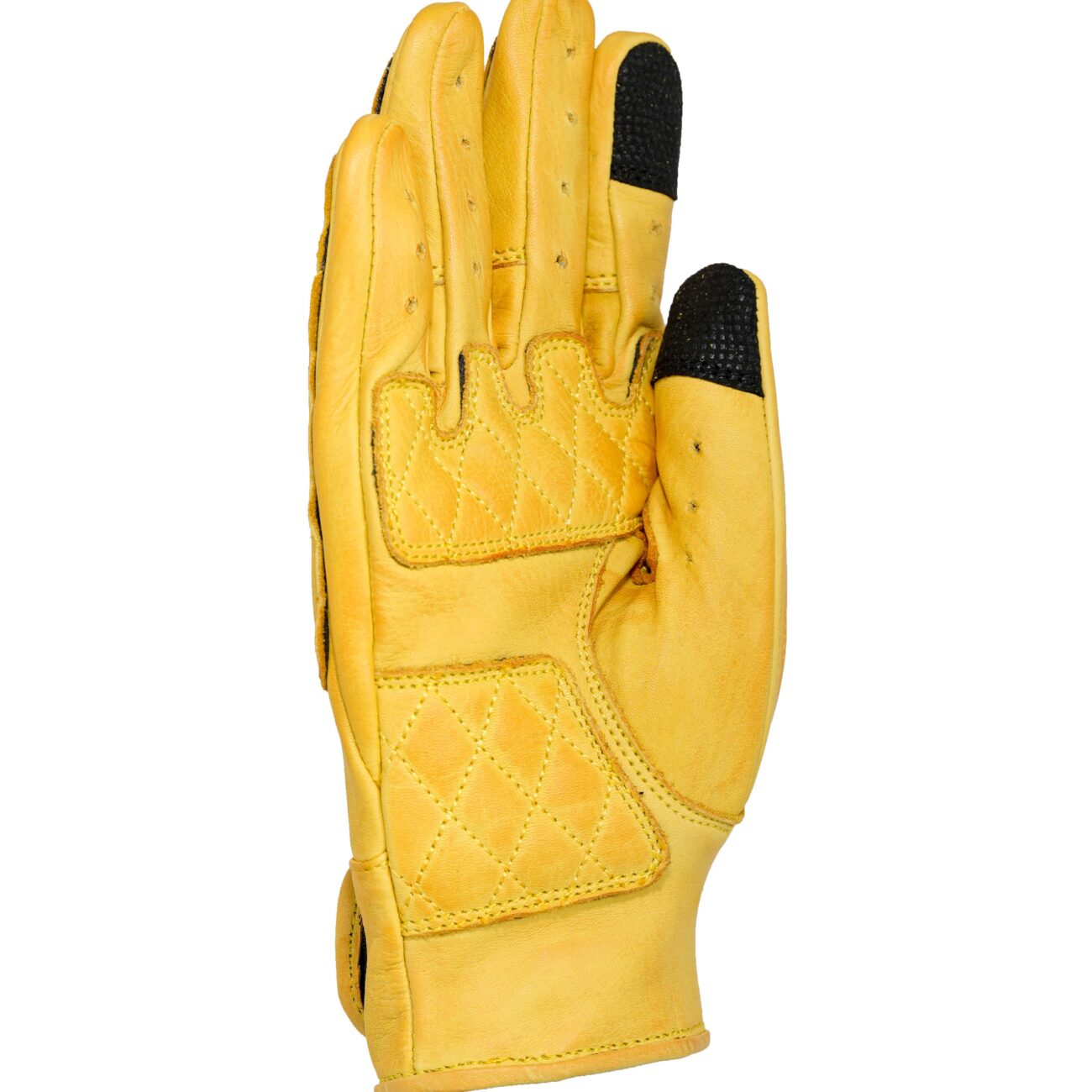 Kiwi Women's Yellow Leather Motorcycle Gloves - LibertaMoto